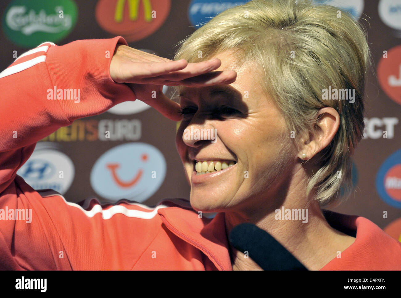 Silvia Neid, head coach of Germany?s women?s soccer team shields her ...