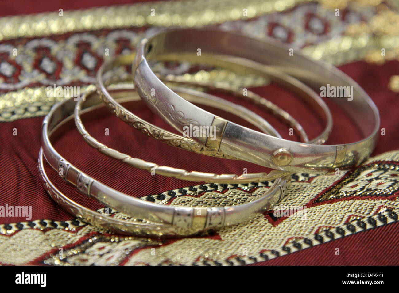 Antique tradition golden bracelets jewellery Tripoli, Libya Stock Photo ...