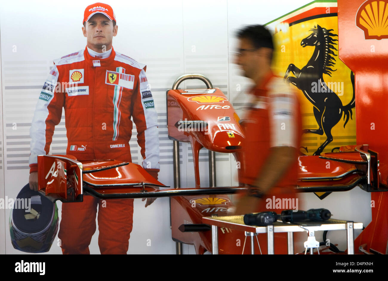 View into the pits of Scuderia Ferrari at Parco di Monza racetrack in ...