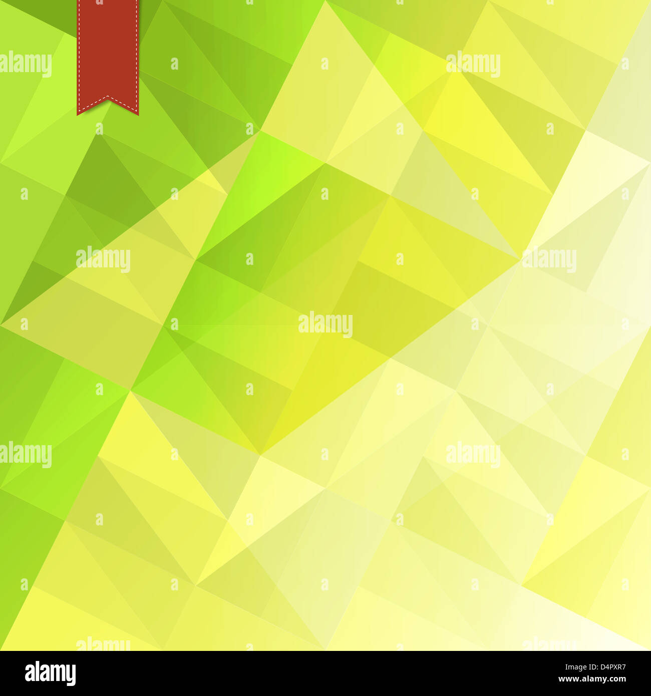 Green triangles abstract background with red tag Stock Photo - Alamy