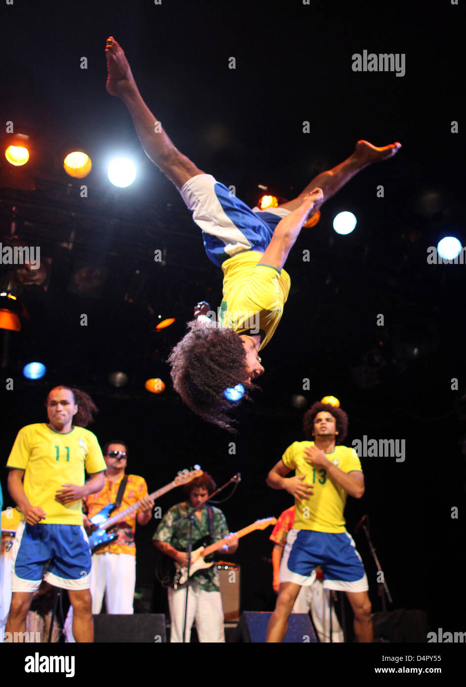 Members of the ensemble ?Boys from Brazil? perform dancing scenes from ...