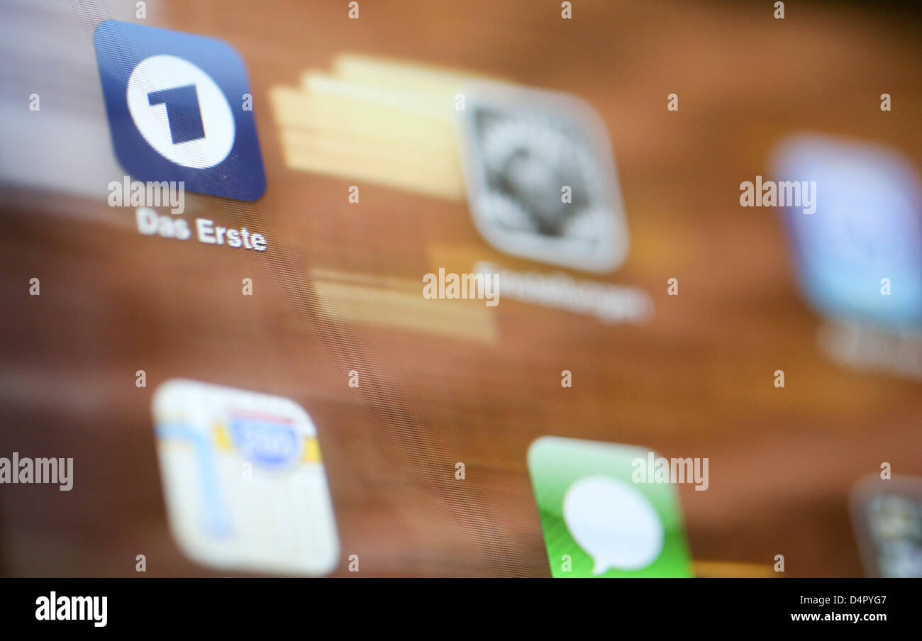 The ARD app is visible on a tablet computer in Berlin, Germany, 18 ...