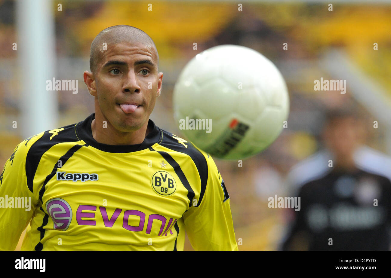 Dortmund?s Mohamed Zidan faces the ball during the German Bundesliga match Borussia Dortmund v ...