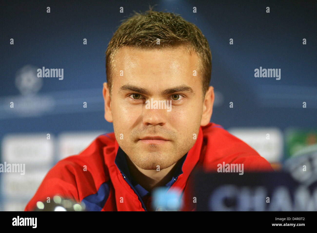 Igor Akinfeev, goalkeeper of Russian soccer club CSKA Moscow attends a ...