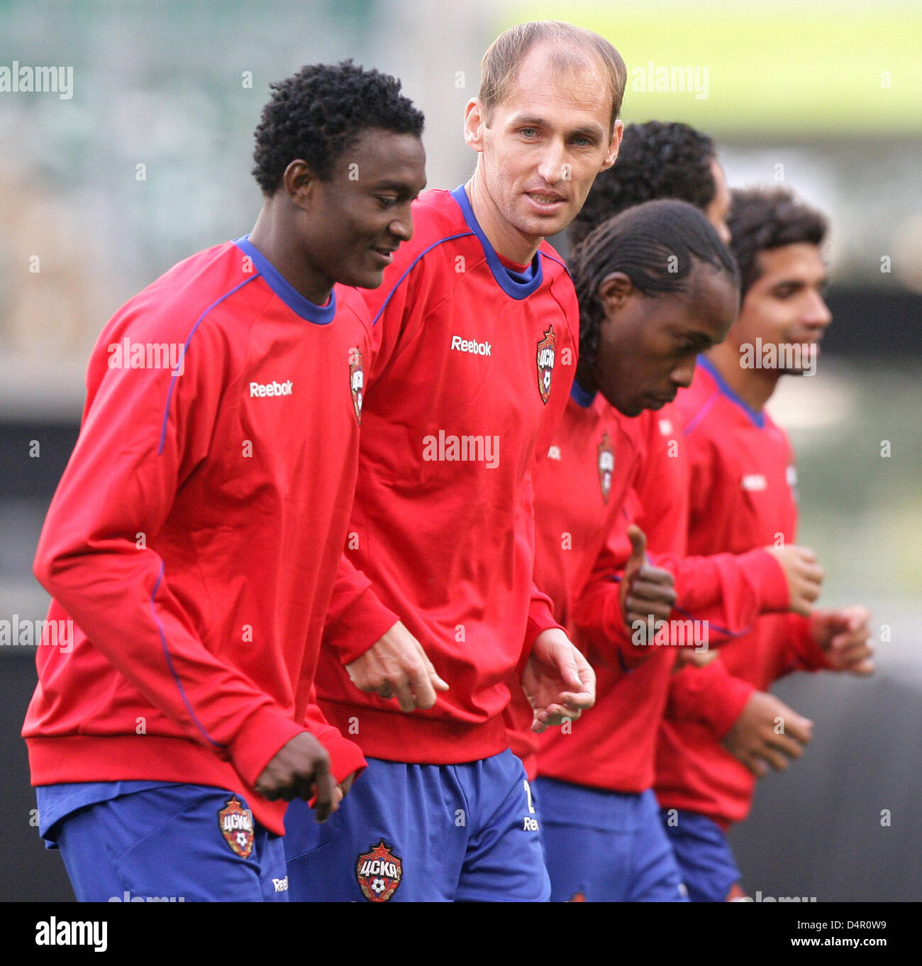 CSKA Moscow?s (L-R) Ouwo Moussa, Rahimic Elver and Milos Krasic ...