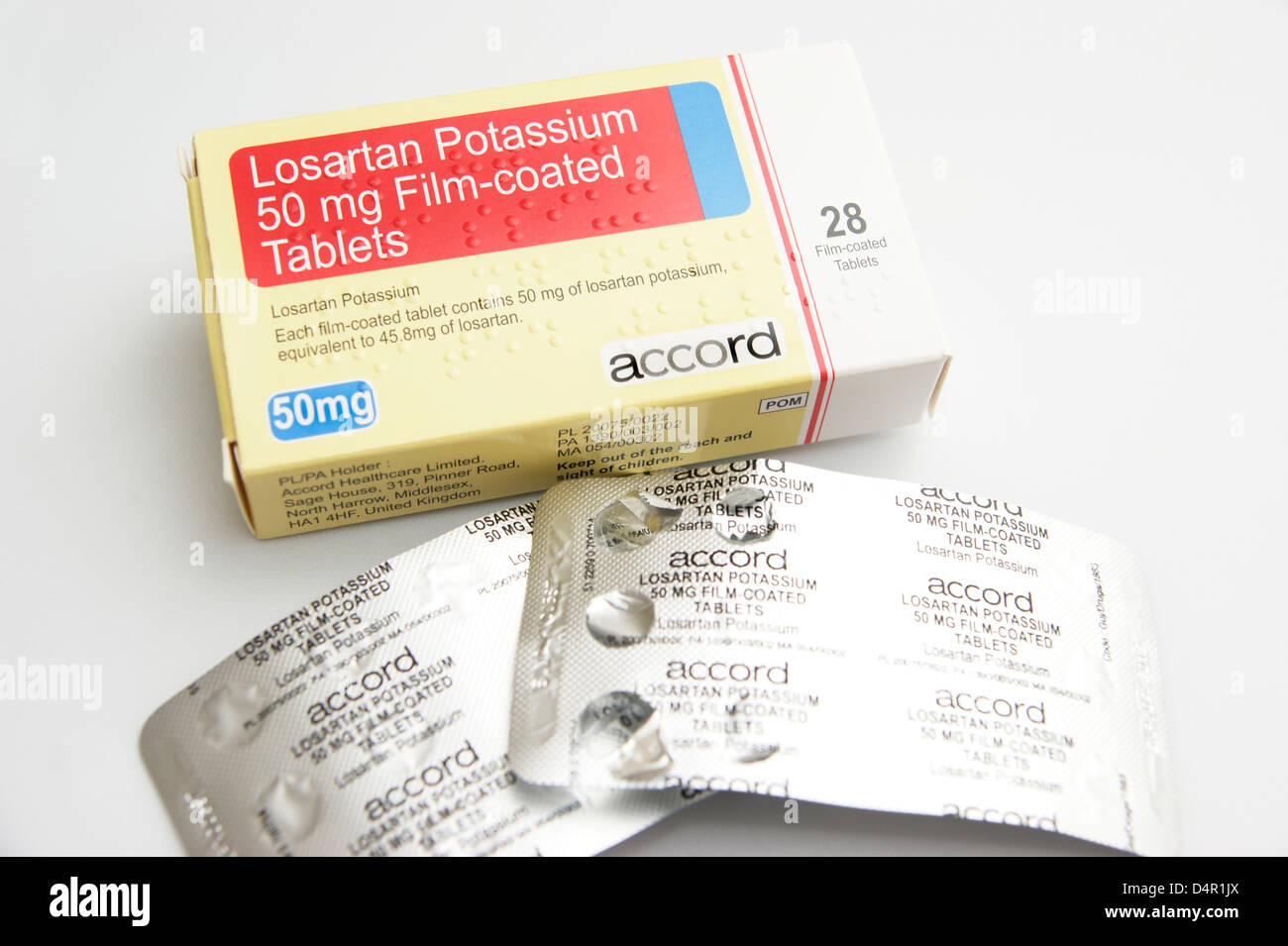 Losartan Potassium tablets used for lowering high blood pressure Stock ...