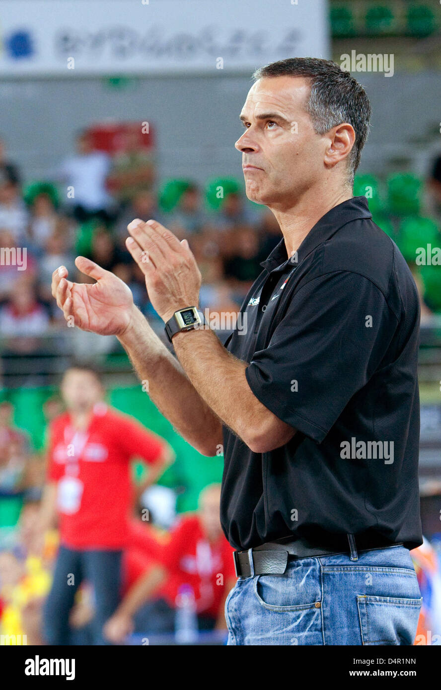 German head coach Dirk Bauermann pictured at the sideline during the ...
