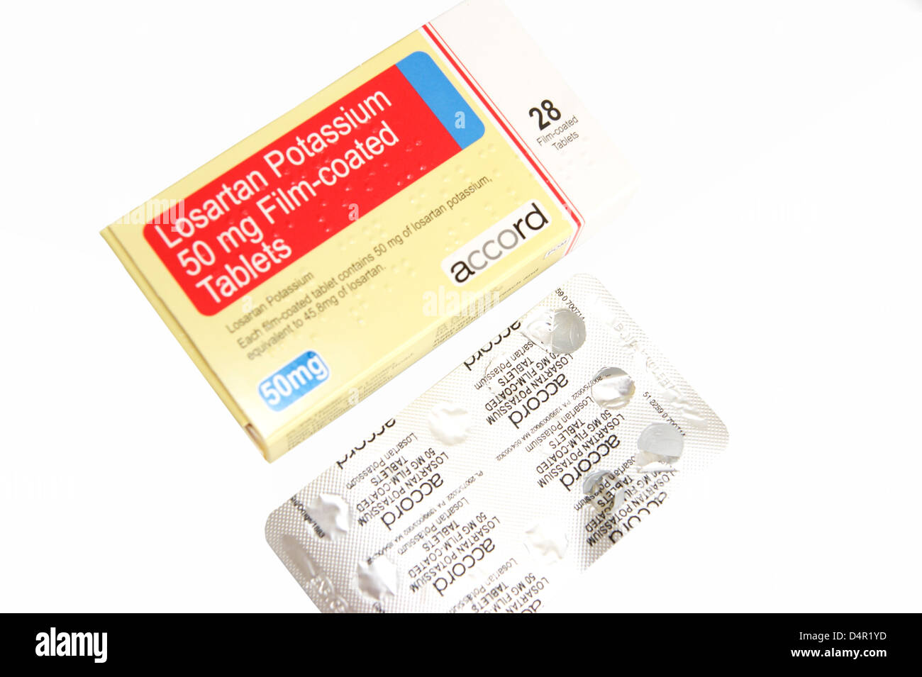 Losartan Potassium tablets used for lowering high blood pressure Stock ...