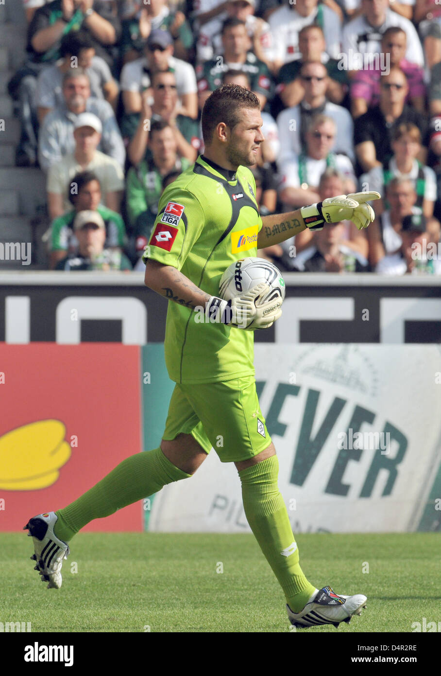 Moenchengladbach?s goalkeeper Logan Bailly shown in action during the ...