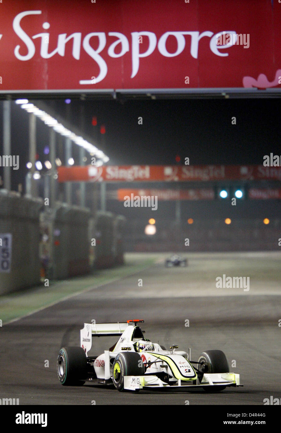 British Formula One driver Jenson Button of Brawn GP steers his car ...