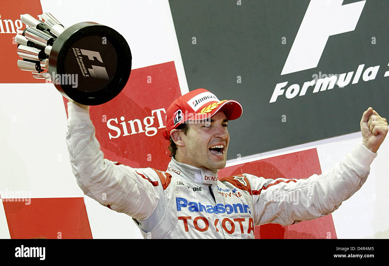German Formula One driver Timo Glock of Toyota F1 celebrates on the ...