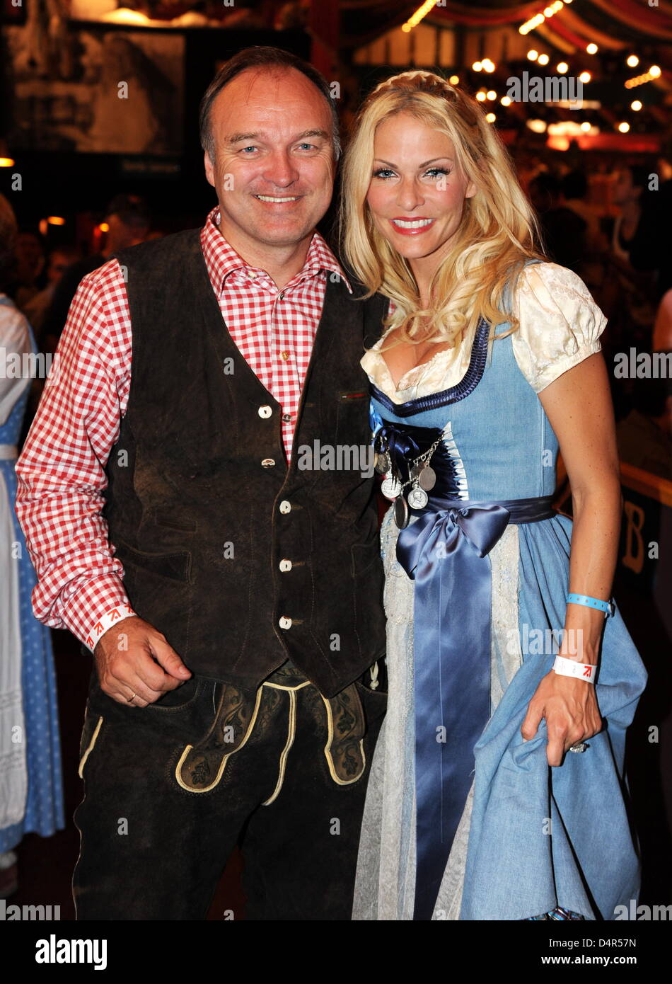 German TV host Sonya Kraus (R) poses with Thomas Ebeling (L), CEO of ...