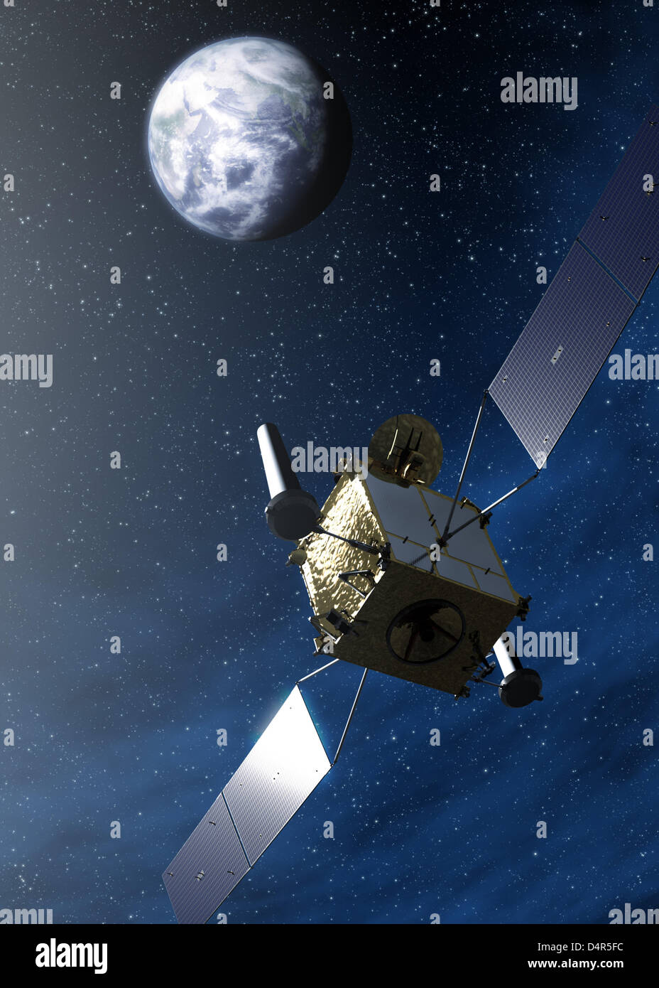 The undated handout shows a computer image of the COMSATBw satellite in ...