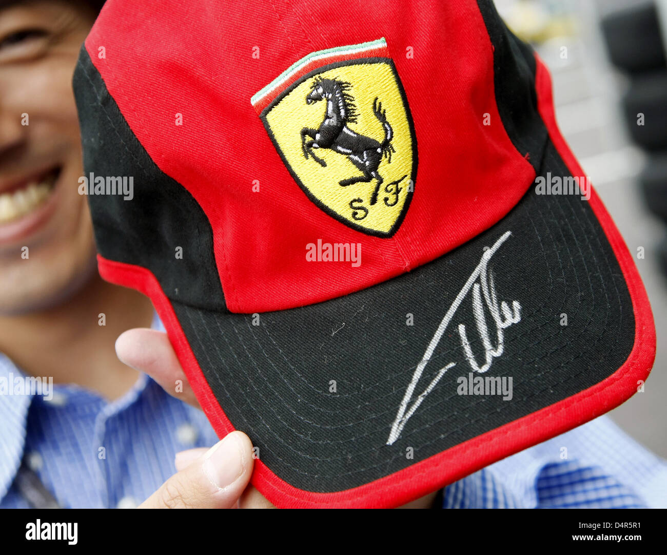 The autograph of Spanish Formula One driver Fernando Alonso of Renault ...