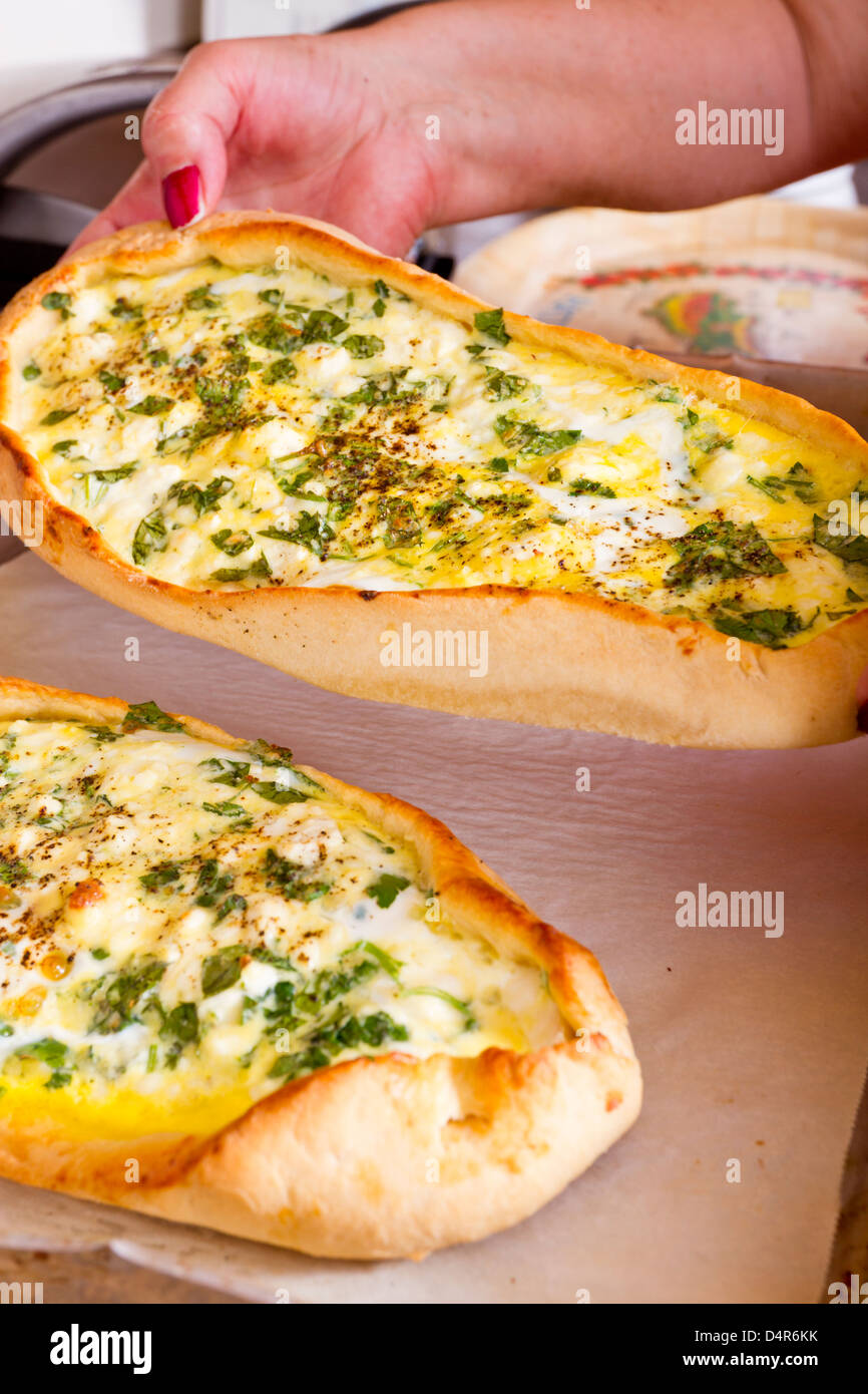 Feta Cheese Turkish Pide Pockets just came out from the owen ready to ...