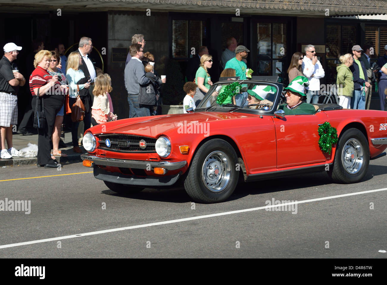 Classic English red Triumph Convertible Stock Photo - Alamy