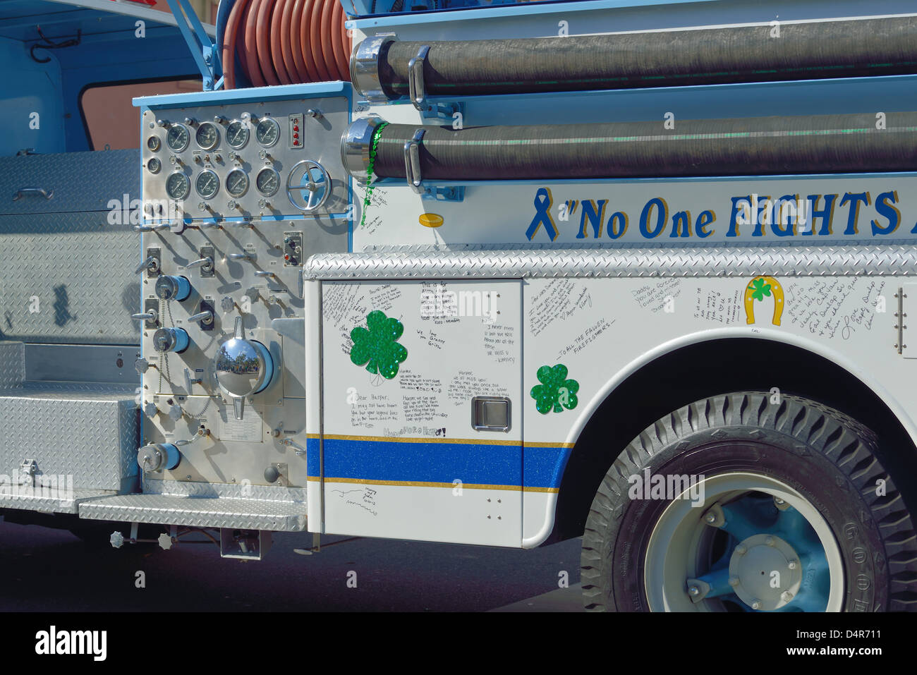 White Fire Engine Stock Photo - Alamy