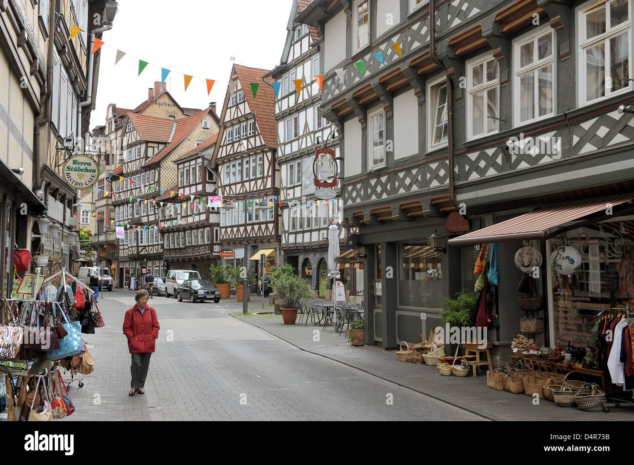 Half-timbered houses embellish the Old Town of Hann. Muenden, Germany ...