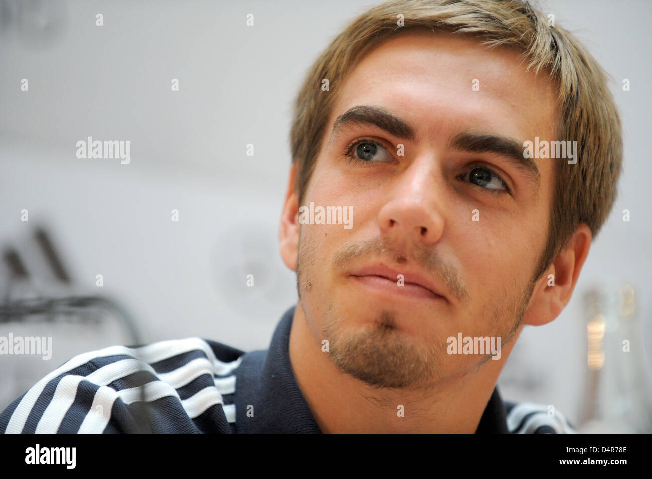 Germany international Philipp Lahm smiles during a press conference of ...
