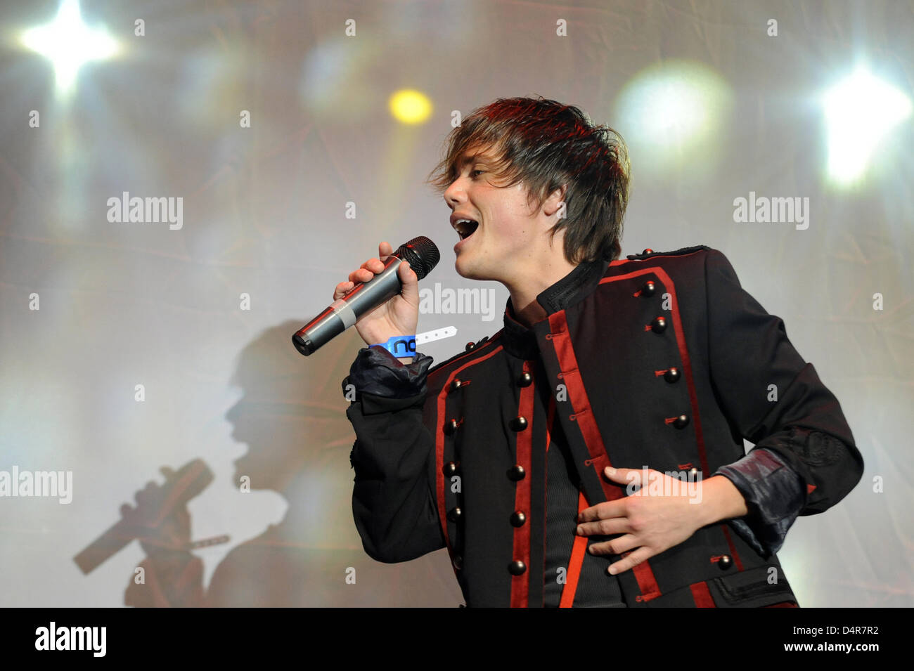 Swiss singer Patric Scott performs during the European youth fair YOU ...
