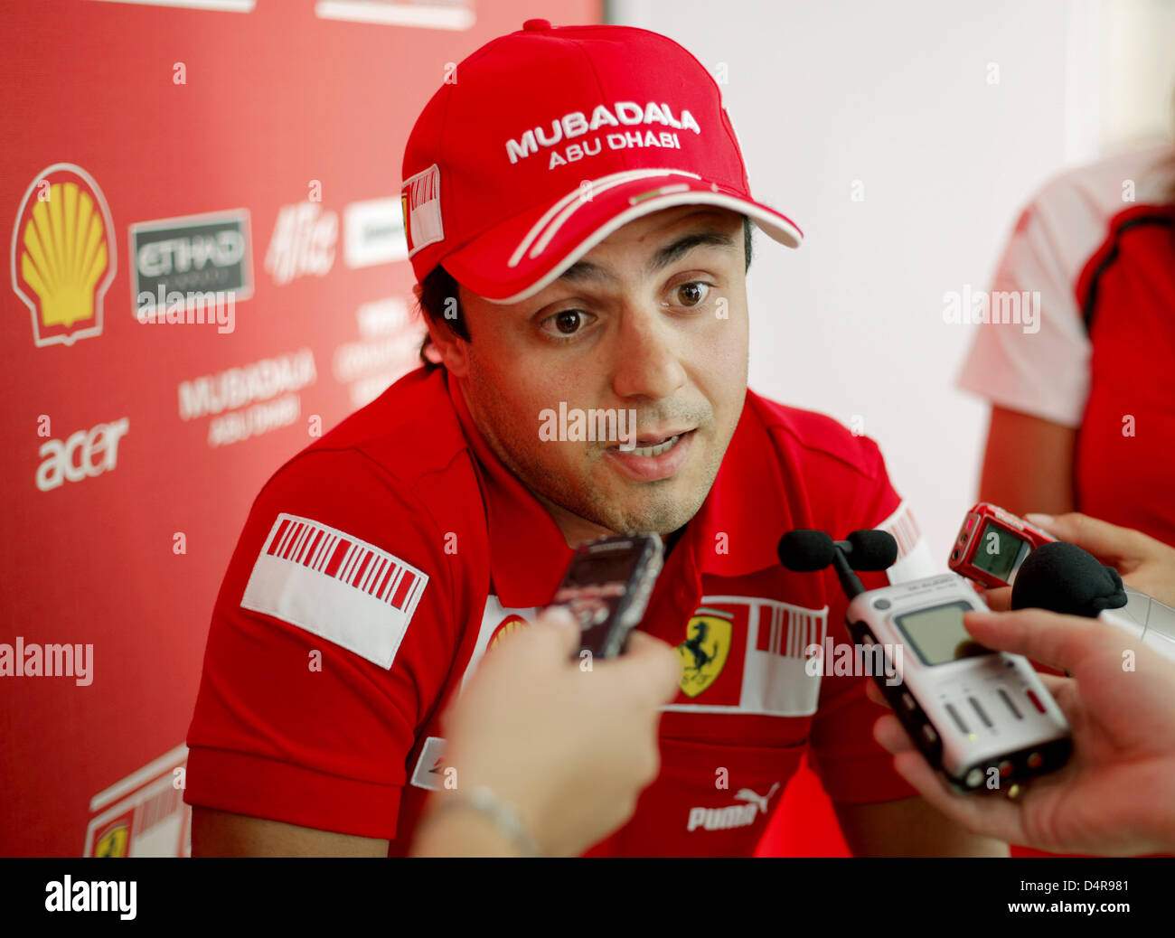 Brazilian Formula One driver Felipe Massa of Scuderia Ferrari gives an ...
