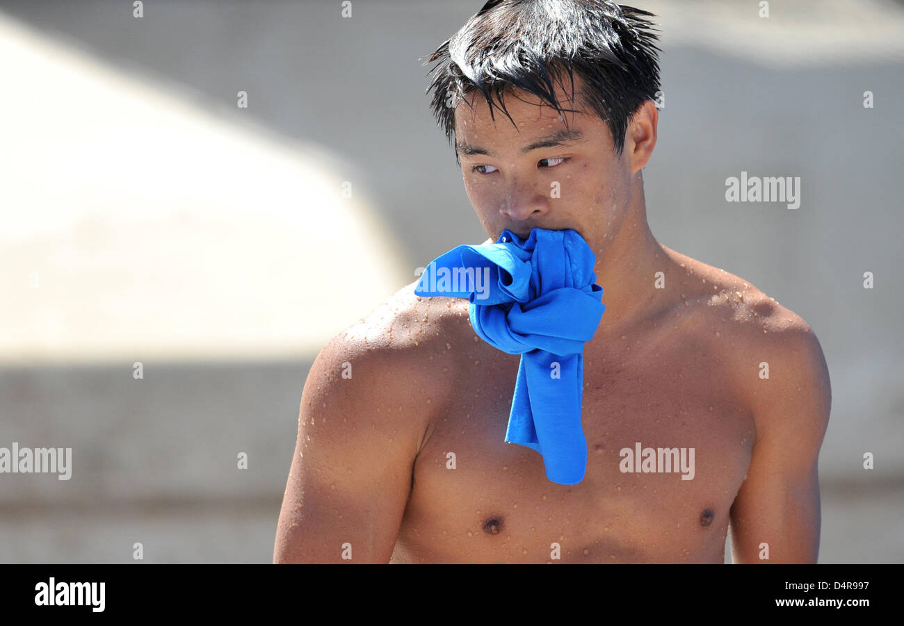 China?s He Chong prepares for the 3m diving competition at the FINA ...