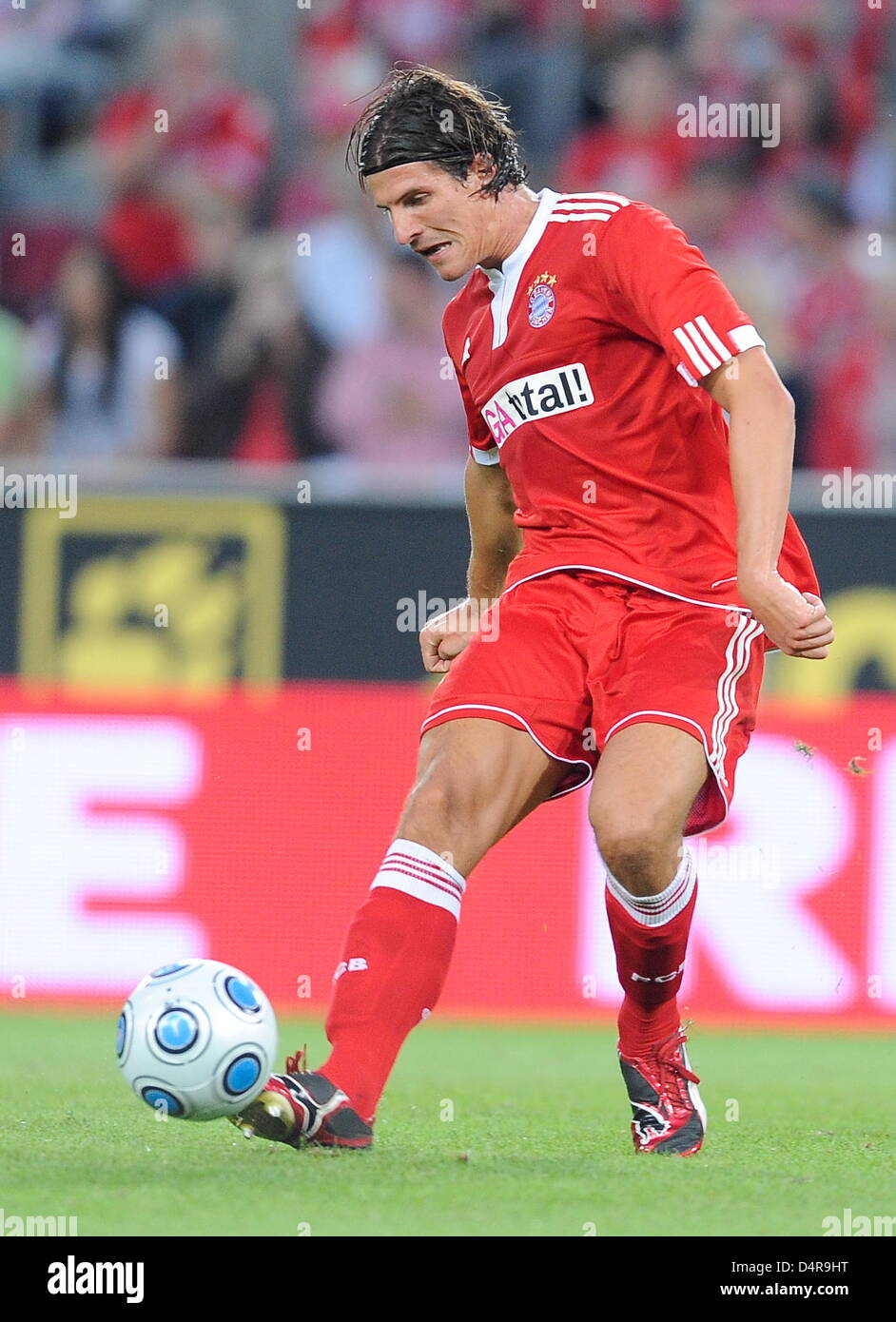 Mario Gomez of Bundesliga soccer club FC Bayern Munich shown in action ...