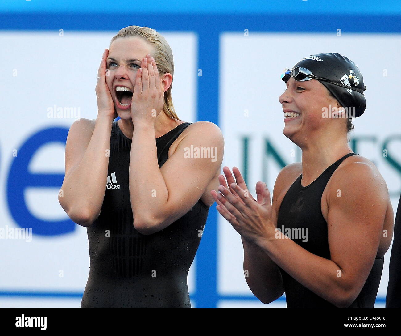 (L-R) Germany?s Britta Steffen, Daniela Samulski, Petra Dallmann and ...
