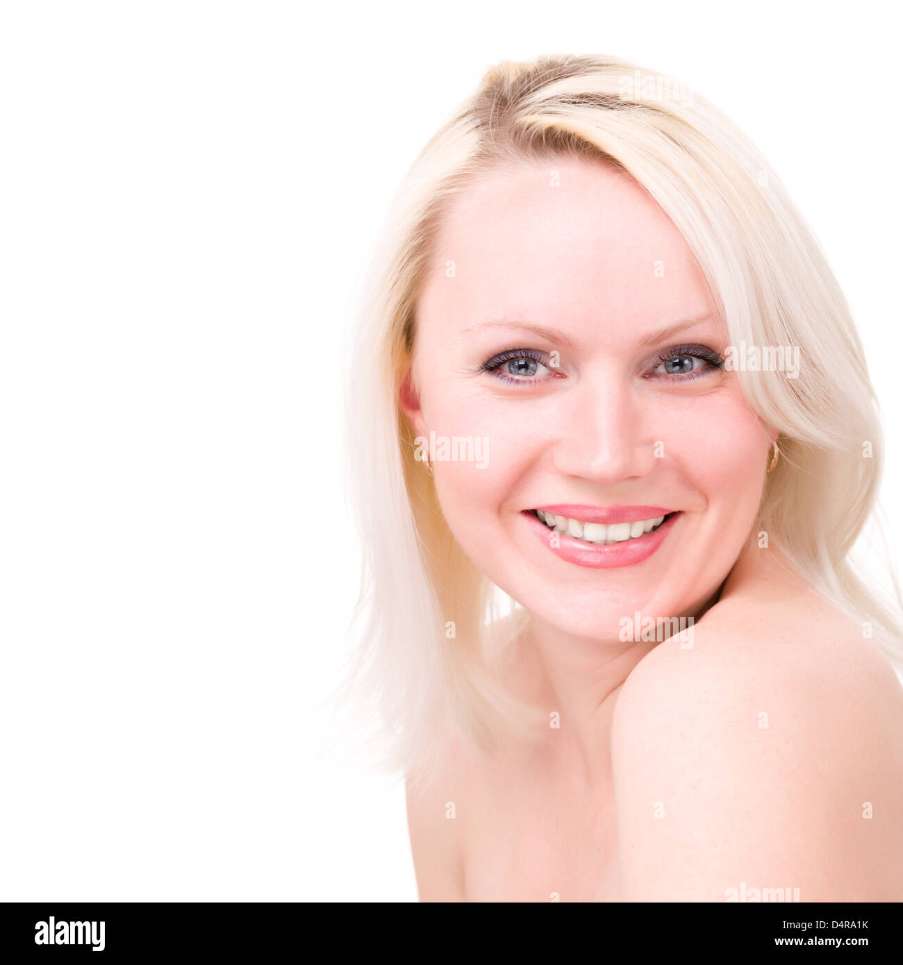 smiling woman on white background Stock Photo - Alamy