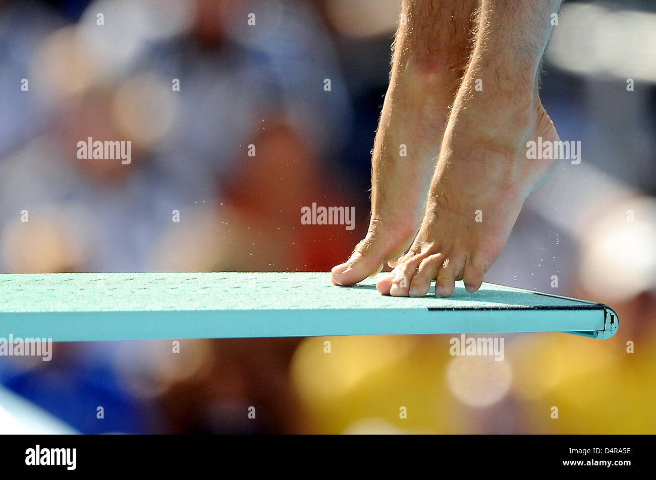 Feet pictured before diving off the 3m springboard during the 3m diving ...