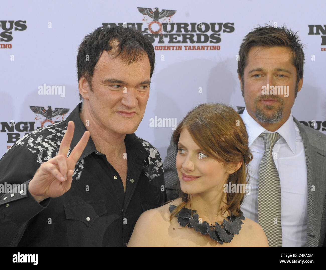 US director Quentin Tarantino (L-R) actress Melanie Laurent and actor ...