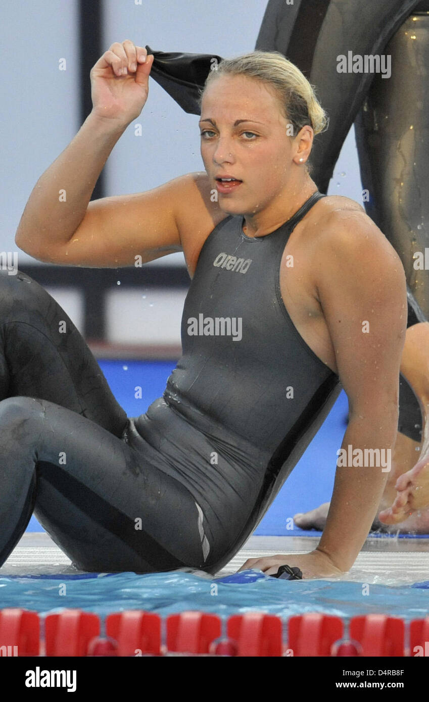German swimmer Daniela Samulski gets out of the water after the women?s ...