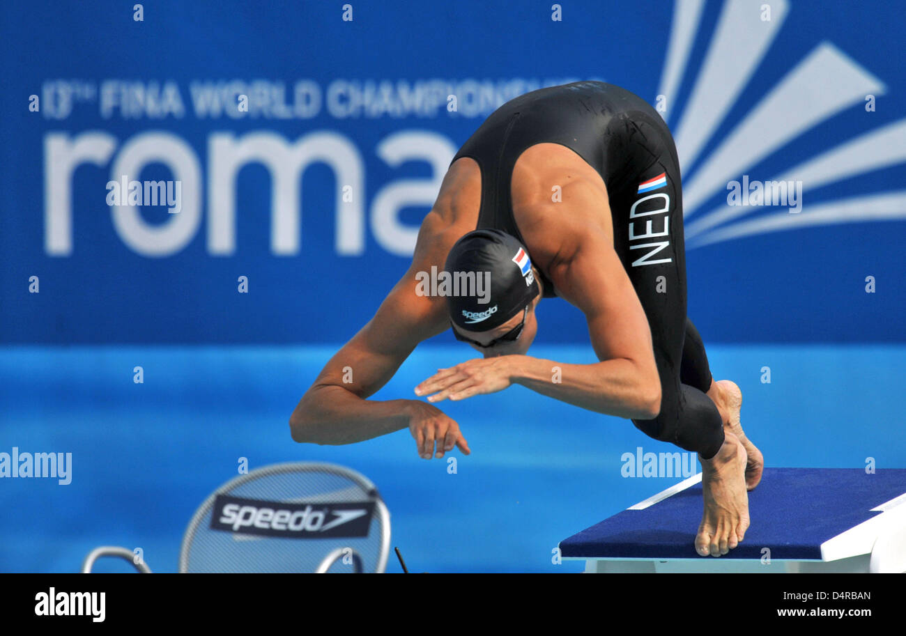 Dutch swimmer Magdalena Veldhuis starts in the heat of the women?s 50m ...