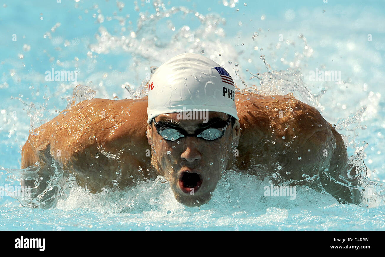 US swimmer Michael Phelps pictured during the heat of the men?s 100m ...