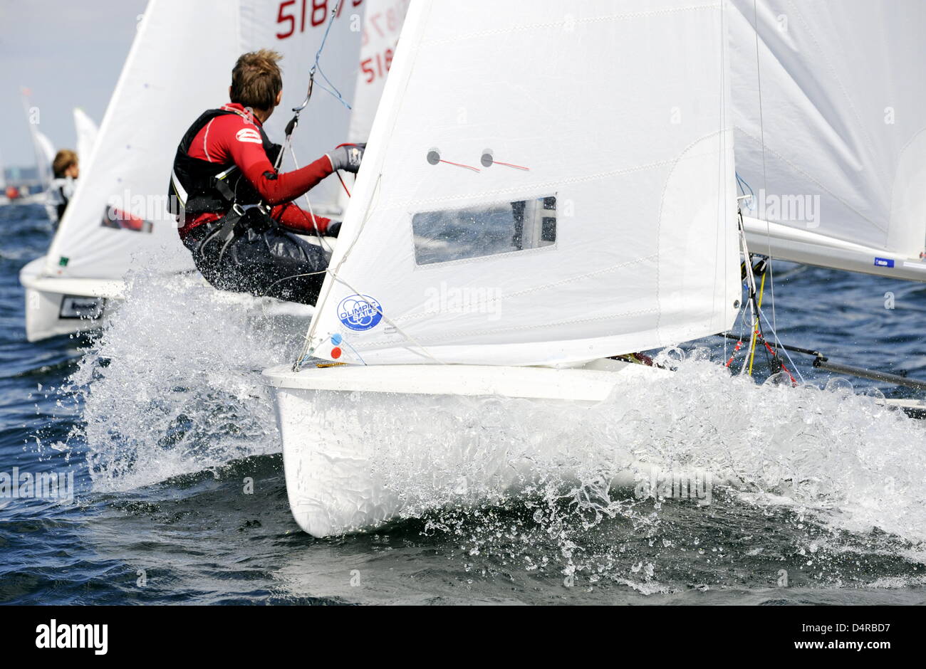 Sailing boats of the 420 class are pictured during a regatta at the ...