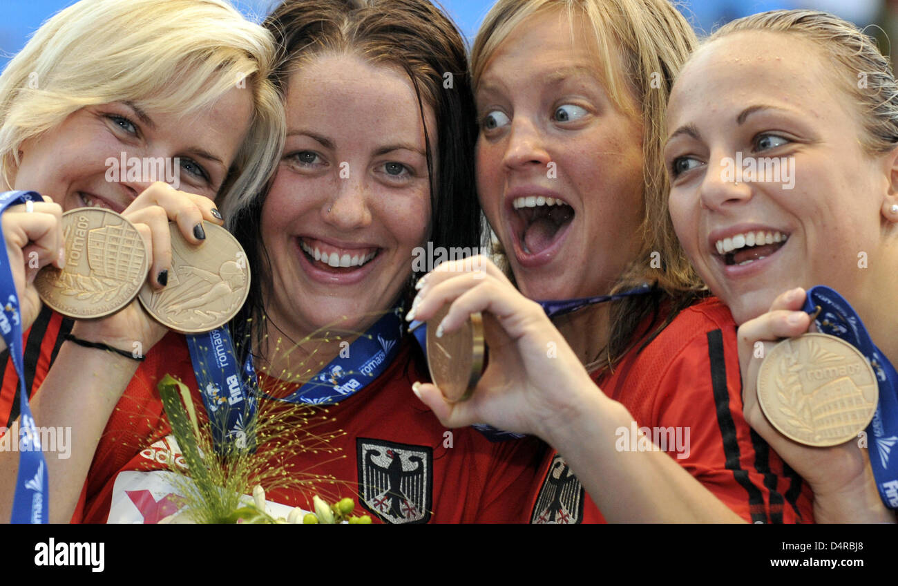 German swimmers Britta Steffen (L-R), Sarah Poewe, Annika Mehlhorn and ...