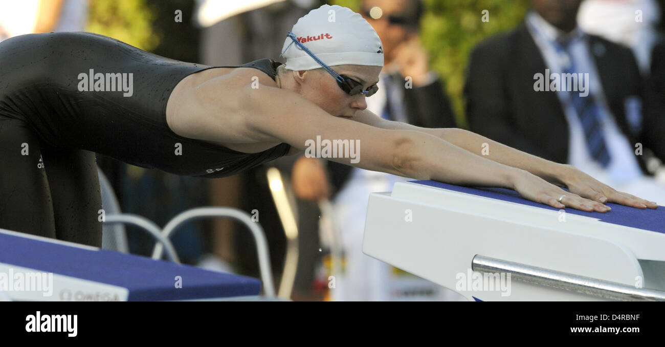 German swimmer Britta Steffen prepares for her semi final of the women ...