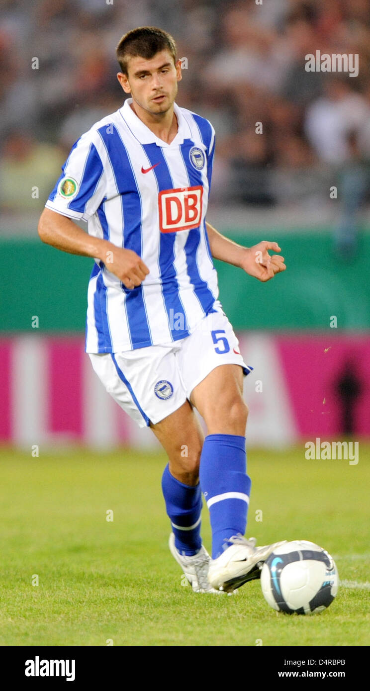 Berlin?s Serbian Nemanja Pejcinovic shown in action during the DFB Cup ...