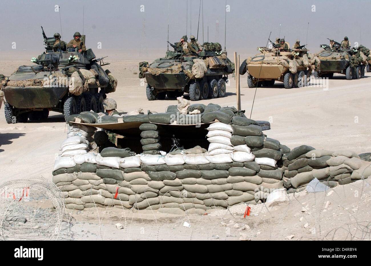 US marines of the 3rd Light Armored REconnaissance Battalion (LAR) are ...