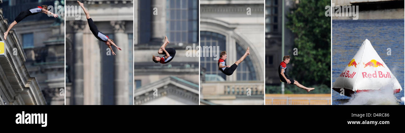 Reigning cliff diving champion Steve Black diving off the ?cliff? in ...