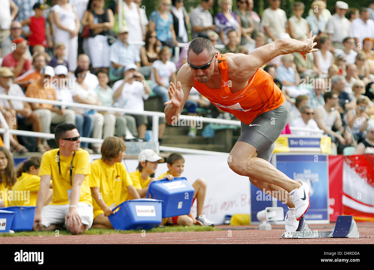 German hurdler Thomas Goller of TV Wattenscheid seen in action during ...