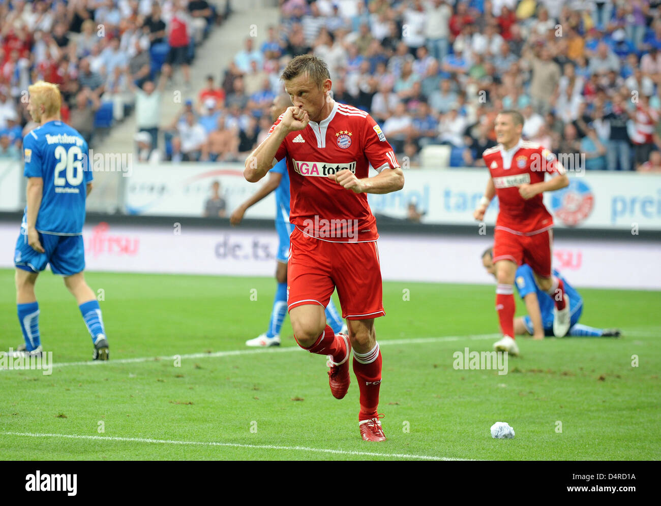 Bayern Munich?s Ivica Olic cheers after his goal to 1-0 during the ...