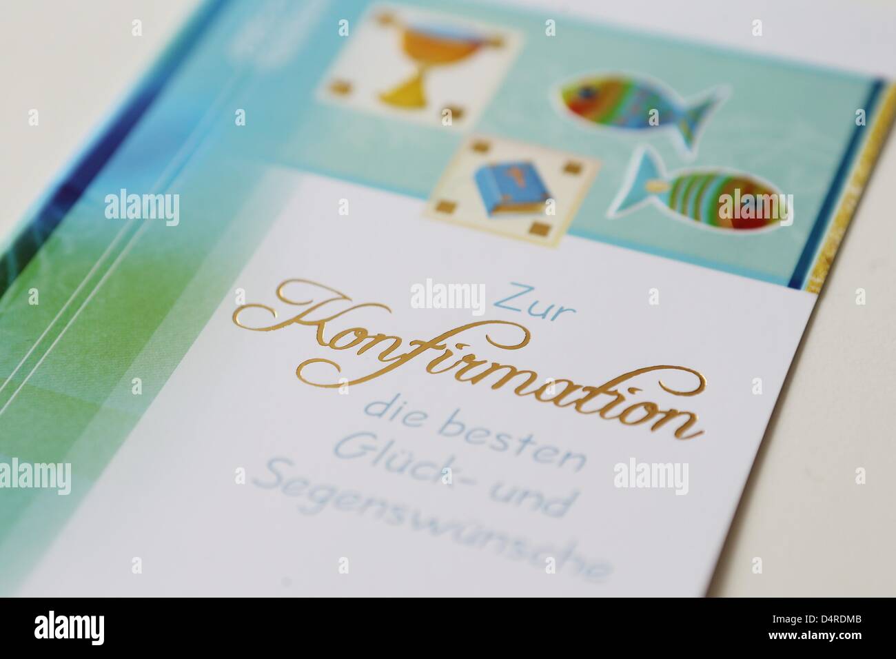 The illustration shows a set of confirmation cards on display on a ...