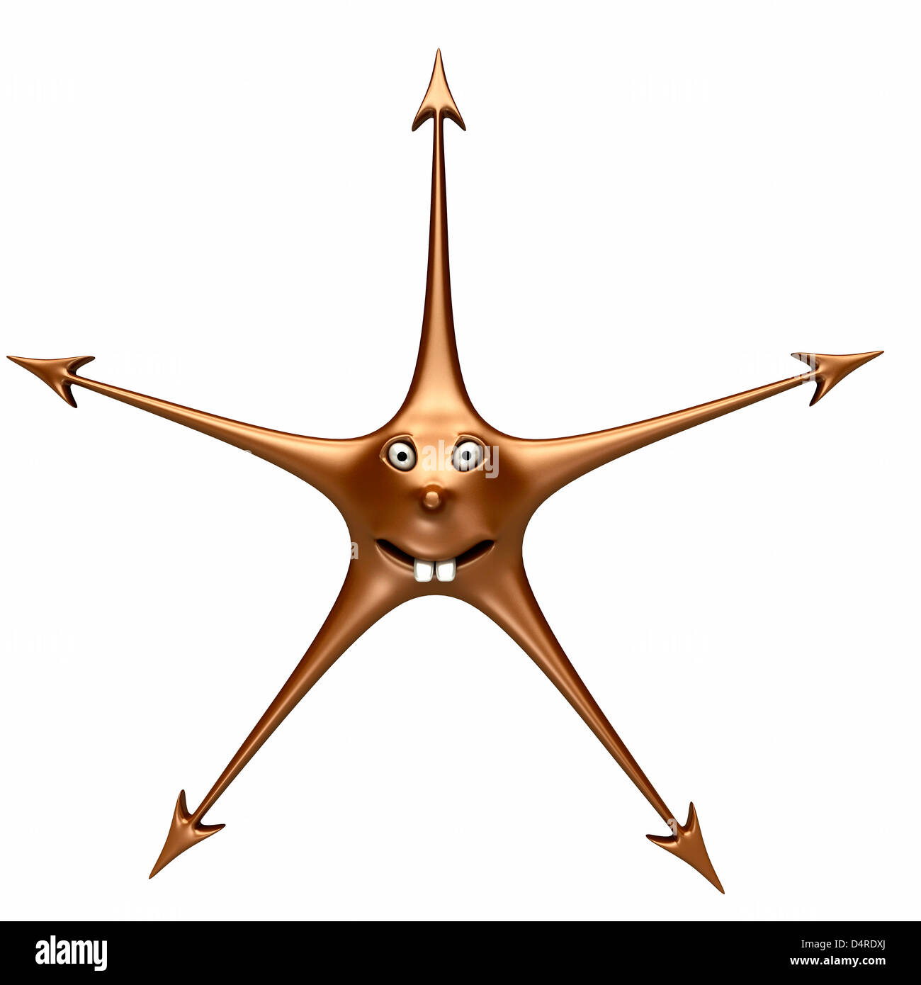 Brown character with arrows on white background Stock Photo - Alamy