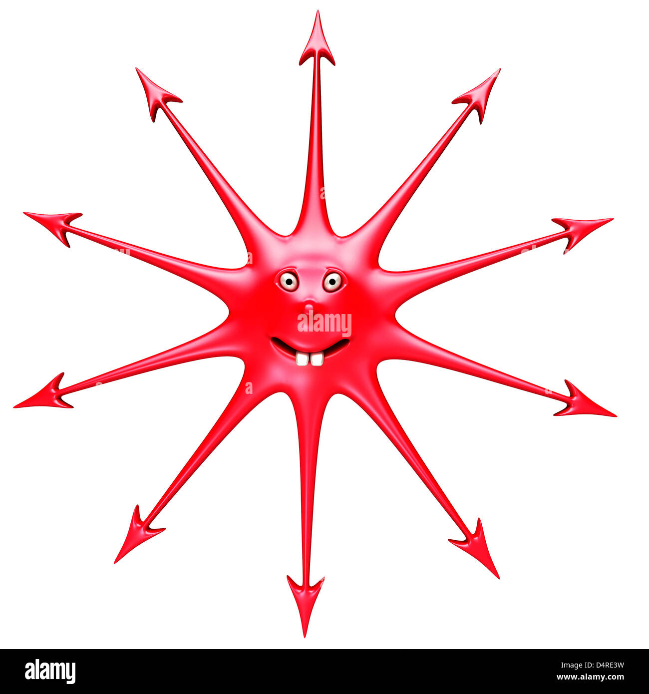 Red character with arrows on white background Stock Photo - Alamy