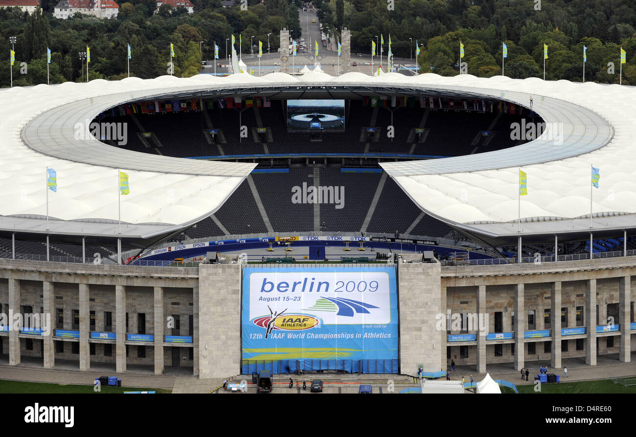 The sun shines over the Olympic stadium ahead ofthe upcoming 12th IAAF ...