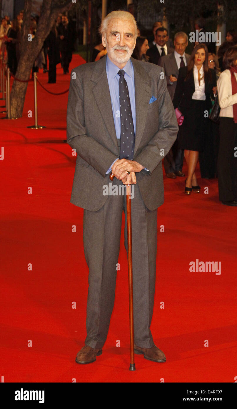 British actor Christopher Lee arrives for the premiere of ?Triage? at ...