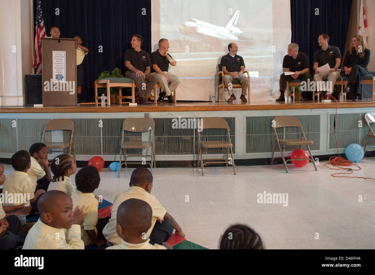 The crew of the STS-127 mission visits Anne Beers Elementary School in ...