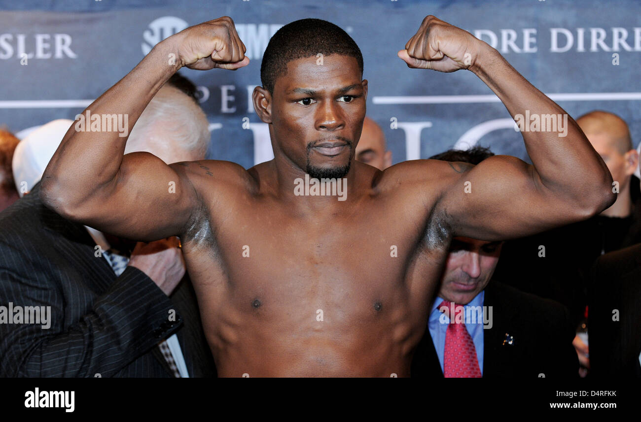 US boxer Jermain Taylor poses for photographers during the weighing ...
