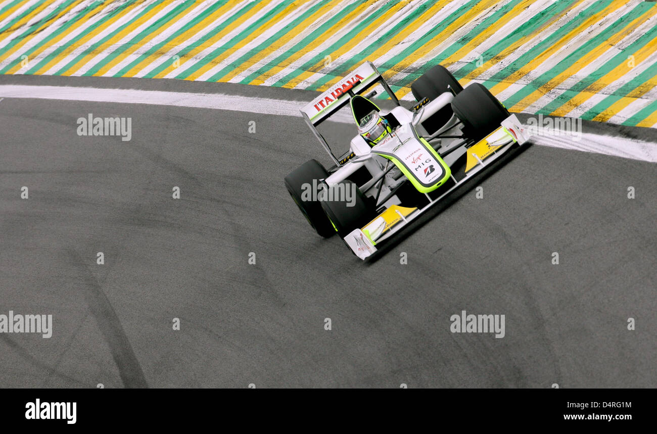 British Formula One driver Jenson Button of Brawn GP comes up a turn ...